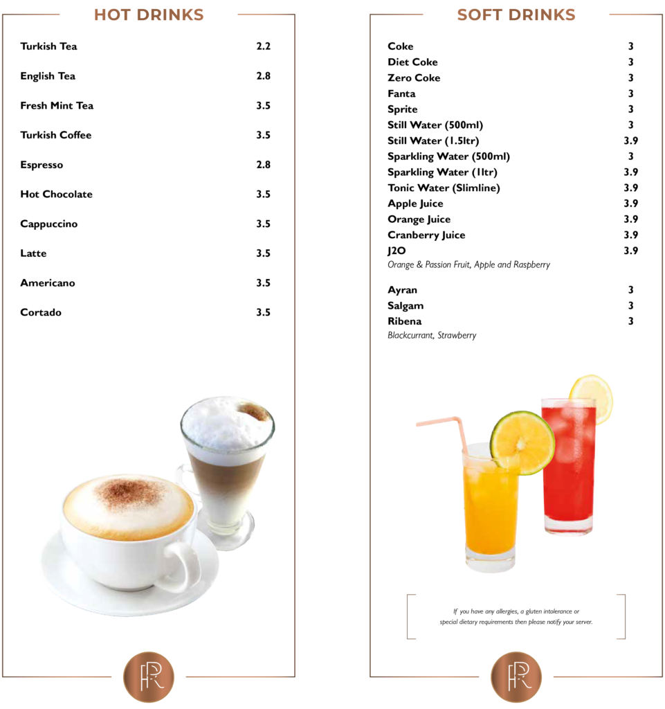 Drink Menu – Pera Restaurant – Clacton on Sea